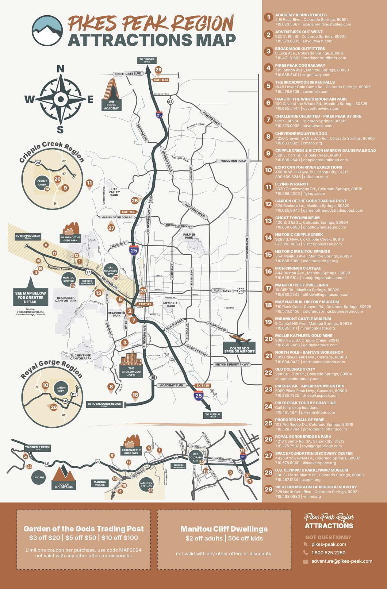Order maps, price lists and more for your hotel in the Pikes Peak Region